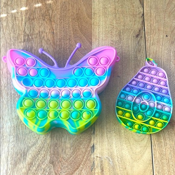 Toys | Colorful Butterfly And Pear Pop It Fidget Toy Set | Poshmark